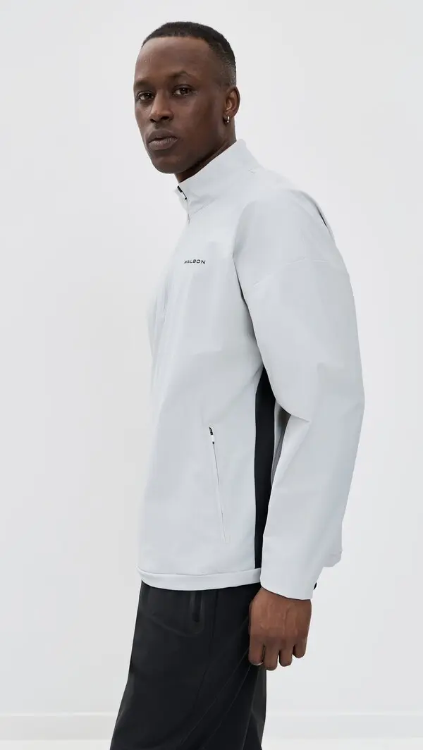 MALBON Performance Quarter Zip Pullover - Silver/black