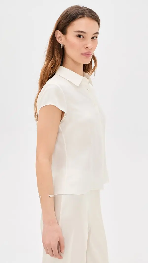 Theory Cap-sleeve Silk Blouse - Ivory