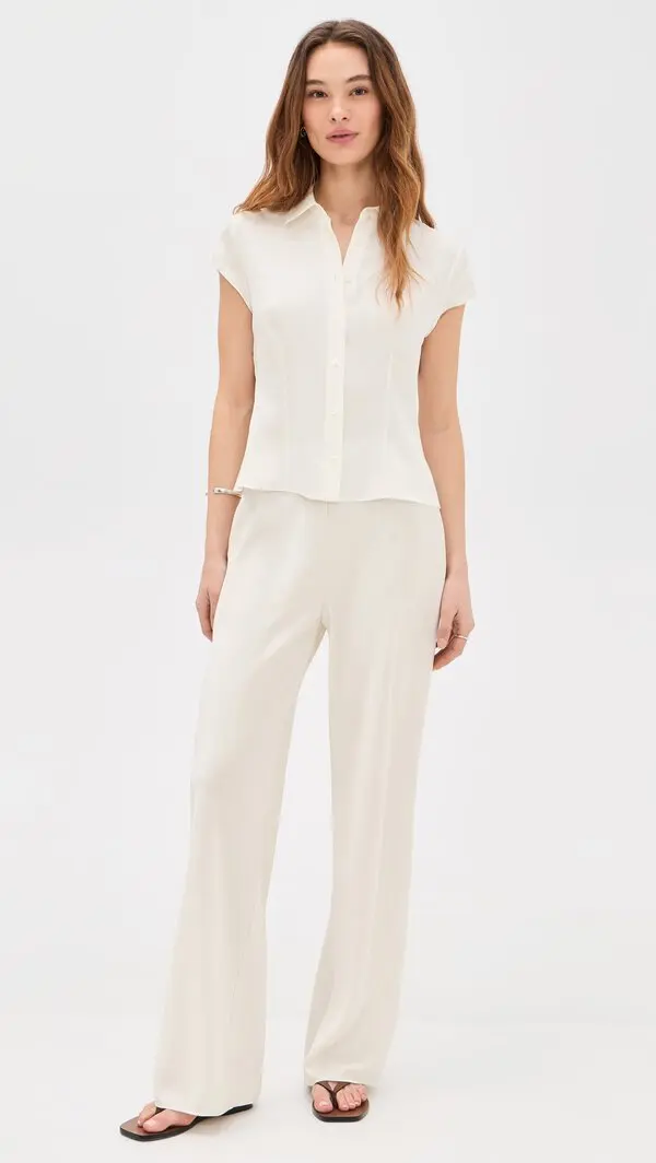 Theory Cap-sleeve Silk Blouse - Ivory
