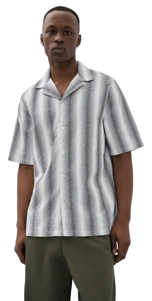 Officine Générale Eren Woven Shirt - Midgrey/white