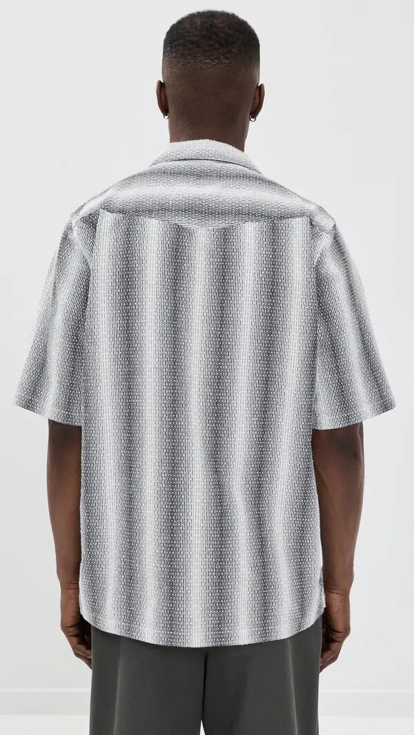 Officine Générale Eren Woven Shirt - Midgrey/white