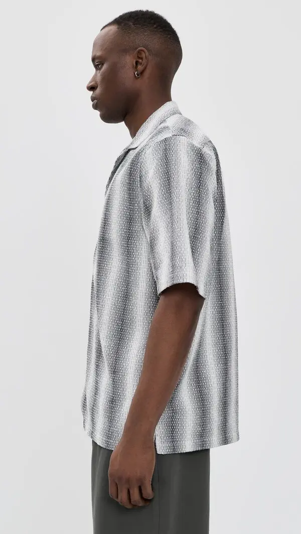 Officine Générale Eren Woven Shirt - Midgrey/white