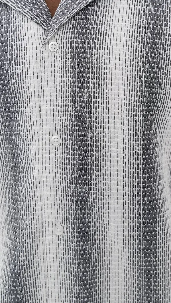 Officine Générale Eren Woven Shirt - Midgrey/white