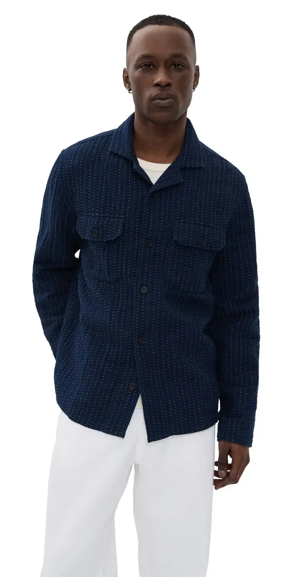 Billy Reid Pin Dot Dobby Two Pocket Overshirt