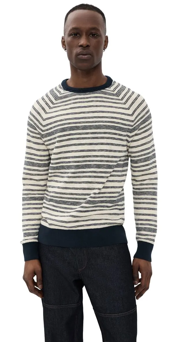 Billy Reid Raglan Stripe Crew Sweater