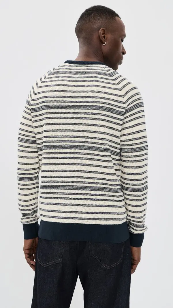 Billy Reid Raglan Stripe Crew Sweater