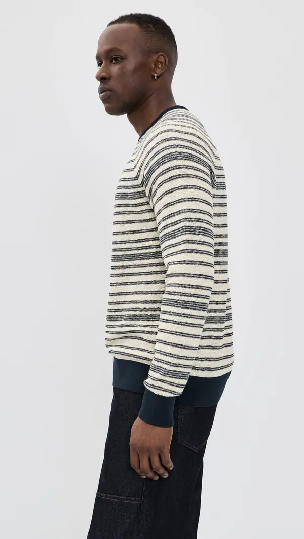 Billy Reid Raglan Stripe Crew Sweater