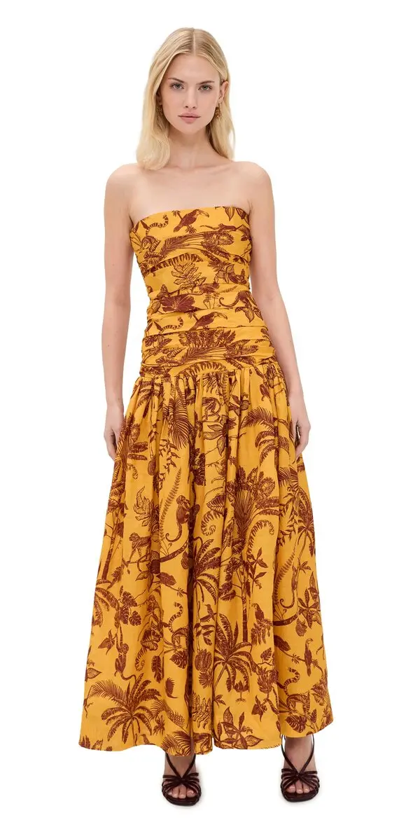 ALEMAIS Banana Blossom Strapless Maxi Gown