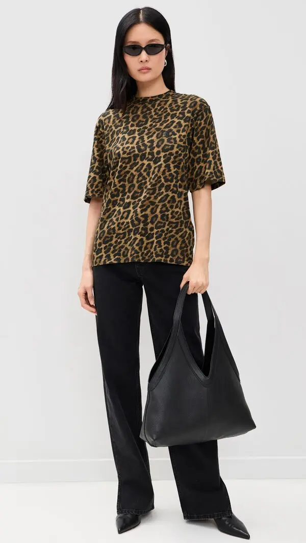 ANINE BING Leopard Avi Tee