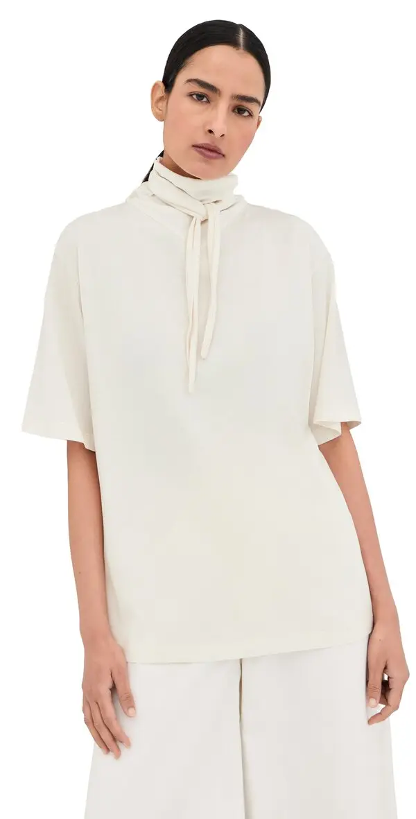 LEMAIRE T-shirt With Foulard Necktie - Light Cream