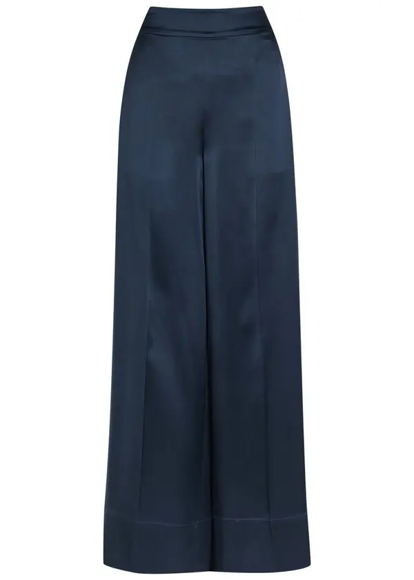 JOSEPH Dijon Straight-leg Silk Trousers - Indigo