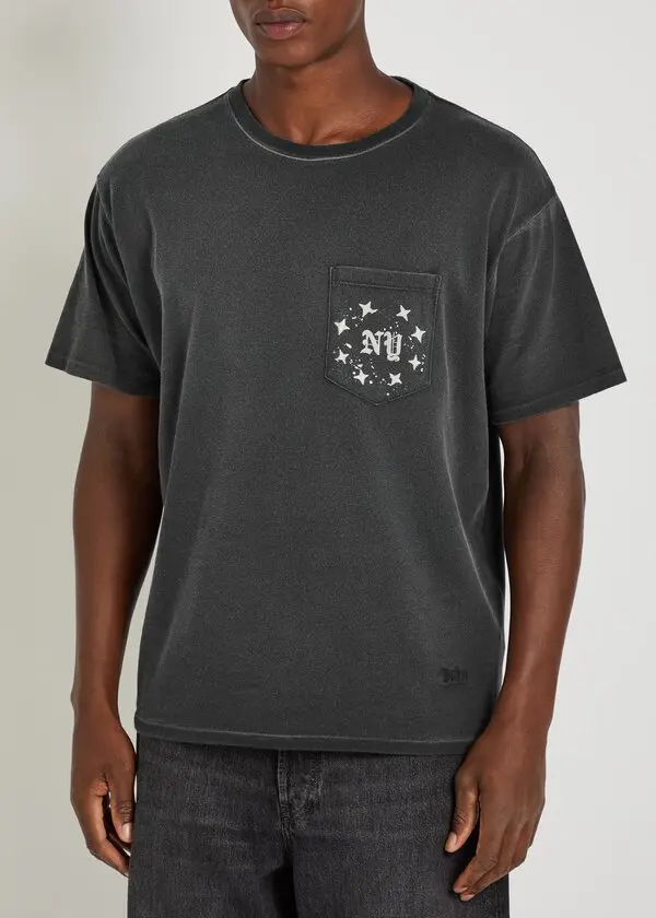 DUKE + DEXTER Pocket Washed Printed Cotton T-shirt
