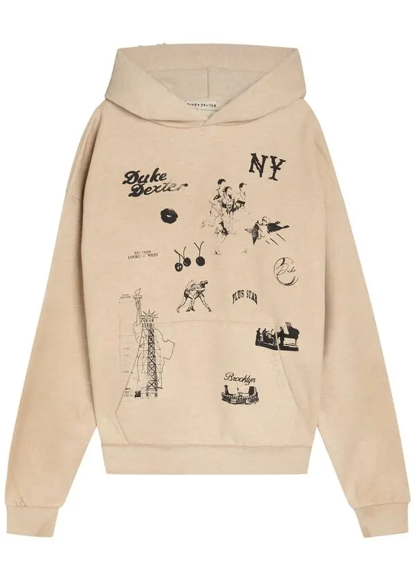 DUKE + DEXTER Sketch Printed Cotton Sweatshirt - Off White