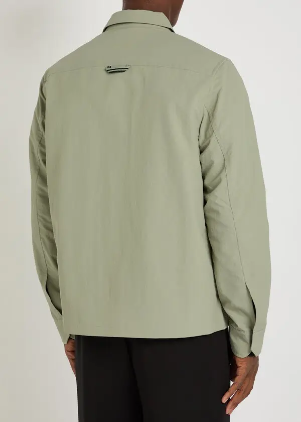 Fred Perry Logo-embroidered Crinkled Shell Overshirt - Light Green