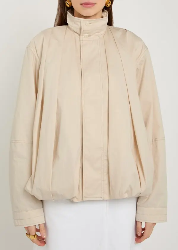 LEMAIRE High-neck Pleated Cotton Jacket