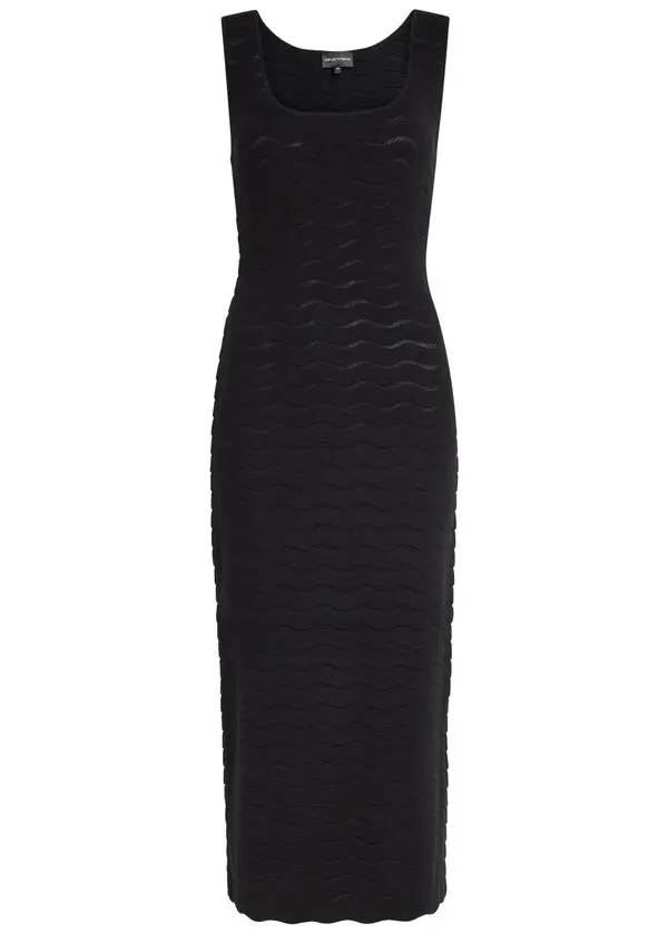 Emporio Armani Textured-knit Midi Dress