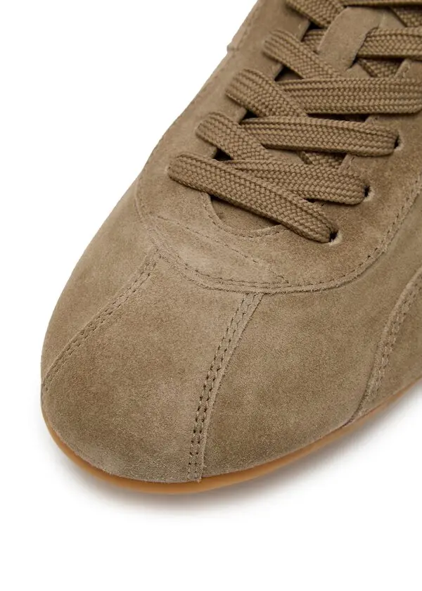 TOD'S Paneled Suede Lace Up Sneakers - Brown