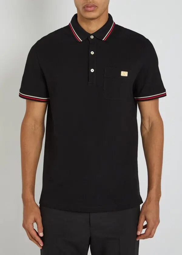 Valentino Garavani Striped Trims Cotton Polo Shirt