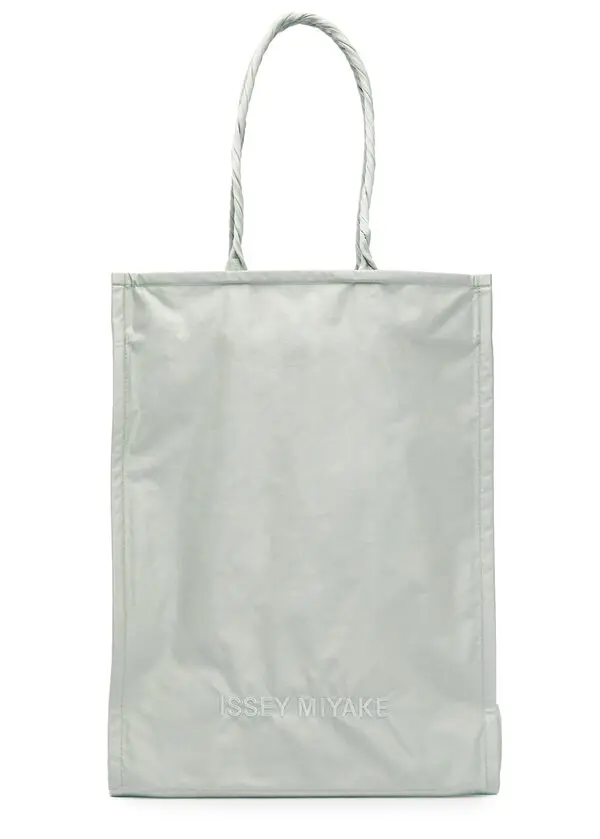Issey Miyake Logo-embroidered Woven Tote - Grey
