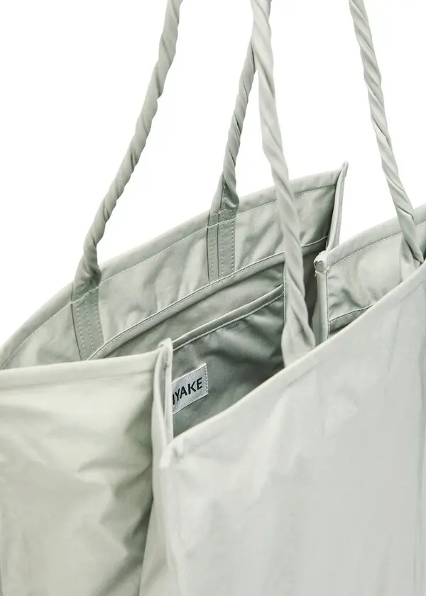Issey Miyake Logo-embroidered Woven Tote - Grey