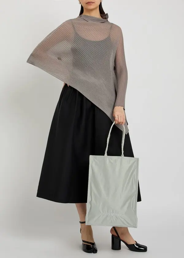 Issey Miyake Logo-embroidered Woven Tote - Grey