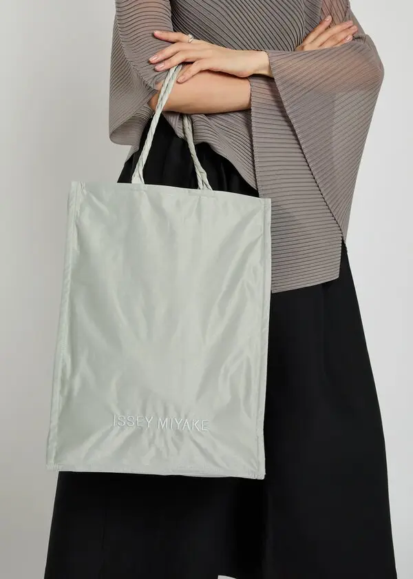 Issey Miyake Logo-embroidered Woven Tote - Grey