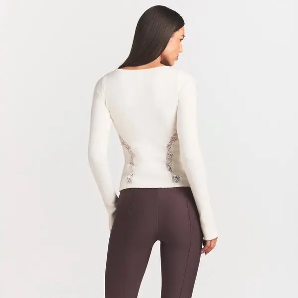 SKIMS Lace Knit Long Sleeve Cardigan - Sugar