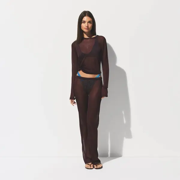 SKIMS Crew Neck Long Sleeve Top - Currant