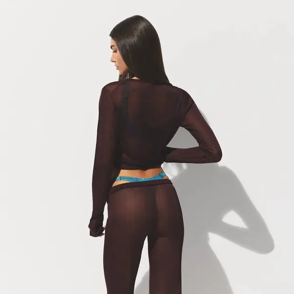 SKIMS Crew Neck Long Sleeve Top - Currant