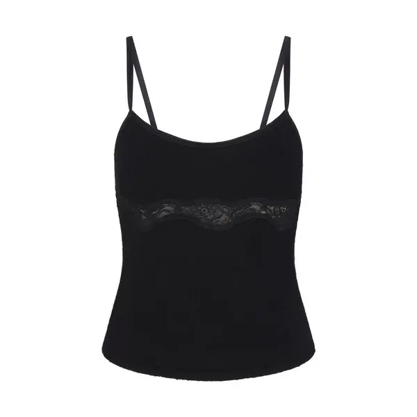 SKIMS Lace Knit Tank - Obsidian