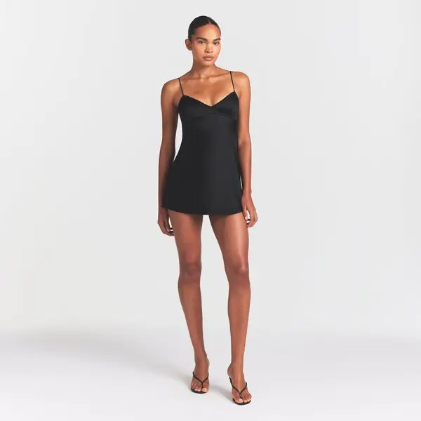 SKIMS Stretch Satin Mini Dress With Triangle Neck