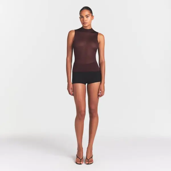SKIMS Slinky Knit Mock Neck Tank - Currant