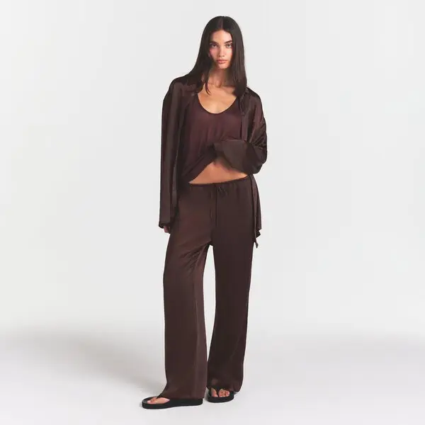 SKIMS Lightweight Satin Straight Leg Pants - Espresso