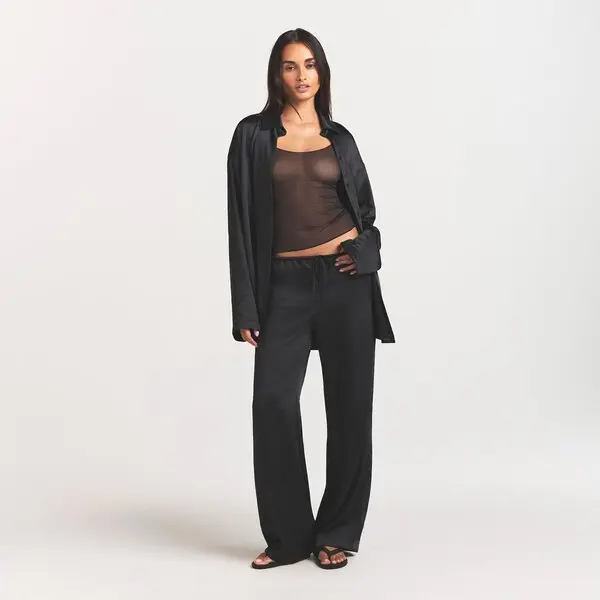 SKIMS Lightweight Satin Straight Leg Pants - Obsidian