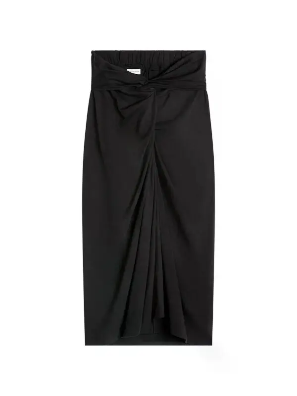 Dries Van Noten Knotted Jersey Midi Skirt - Black