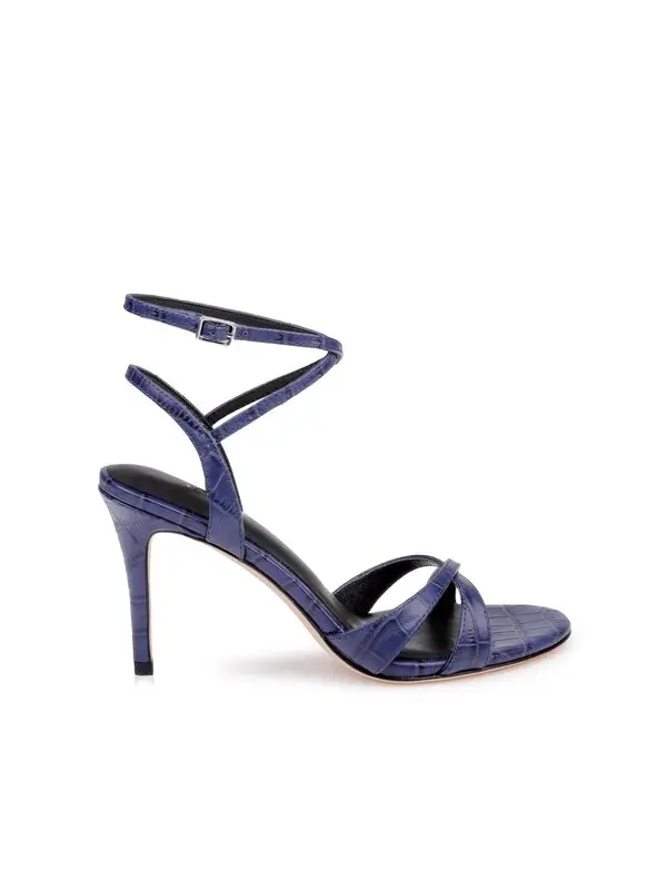 L'Agence Miranda Leather Sandal - Midnight Croco