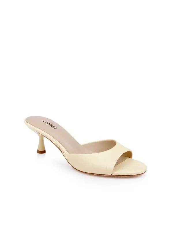 L'Agence Arleen Kitten-heel Mule - Lemon Leather