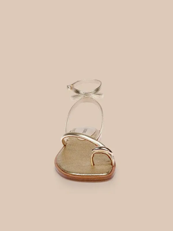 L'Agence Mariana Leather Sandal - Gold Lizard Leather