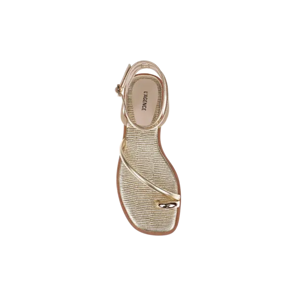 L'Agence Mariana Leather Sandal - Gold Lizard Leather