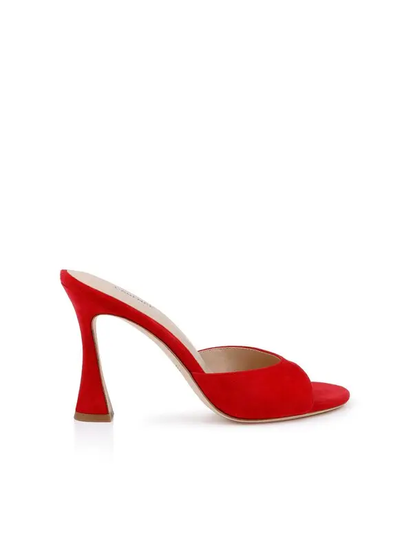 L'Agence Avery Suede Open-toe Mule - Red Suede