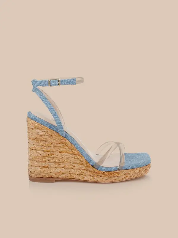 L'Agence Malone Espadrille Wedge - Light Blue Denim