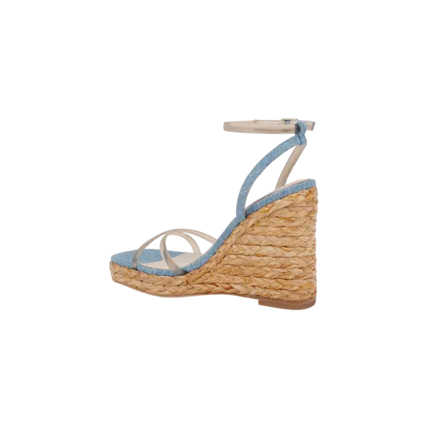 L'Agence Malone Espadrille Wedge - Light Blue Denim