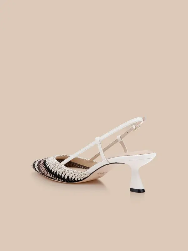 L'Agence Nantes Slingback Pump - Ecru Multi Crochet