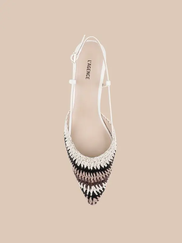L'Agence Nantes Slingback Pump - Ecru Multi Crochet