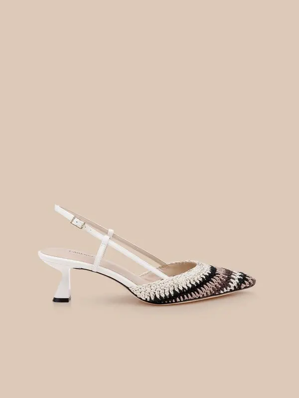 L'Agence Nantes Slingback Pump - Ecru Multi Crochet