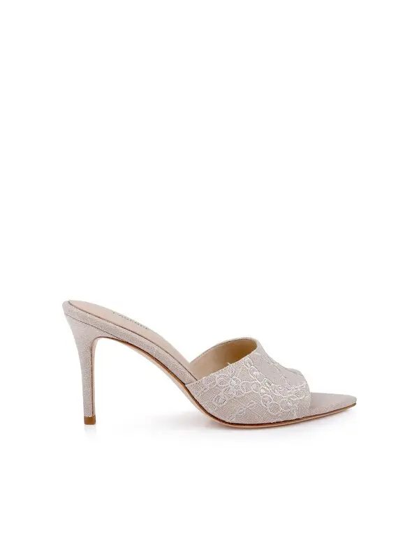 L'Agence Lolita Linen Open-toe Mule - Natural Fabric