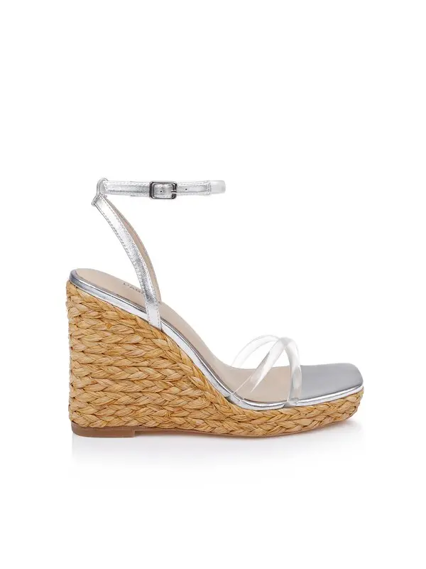L'Agence Malone Wedge Espadrille - Silver Leather