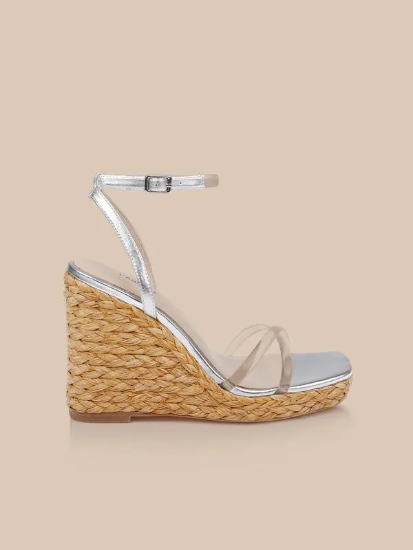 L'Agence Malone Wedge Espadrille - Silver Leather