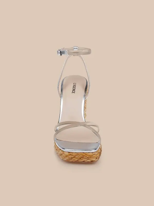 L'Agence Malone Wedge Espadrille - Silver Leather