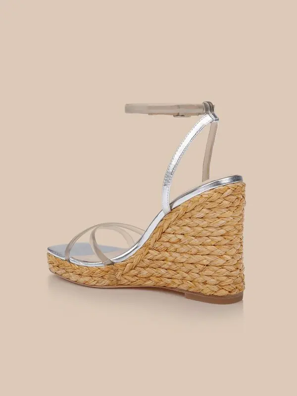 L'Agence Malone Wedge Espadrille - Silver Leather
